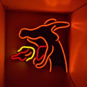 Charizard pokemon Anime Neon Sign LED, Wall Art, Trendy Neon Sign ...