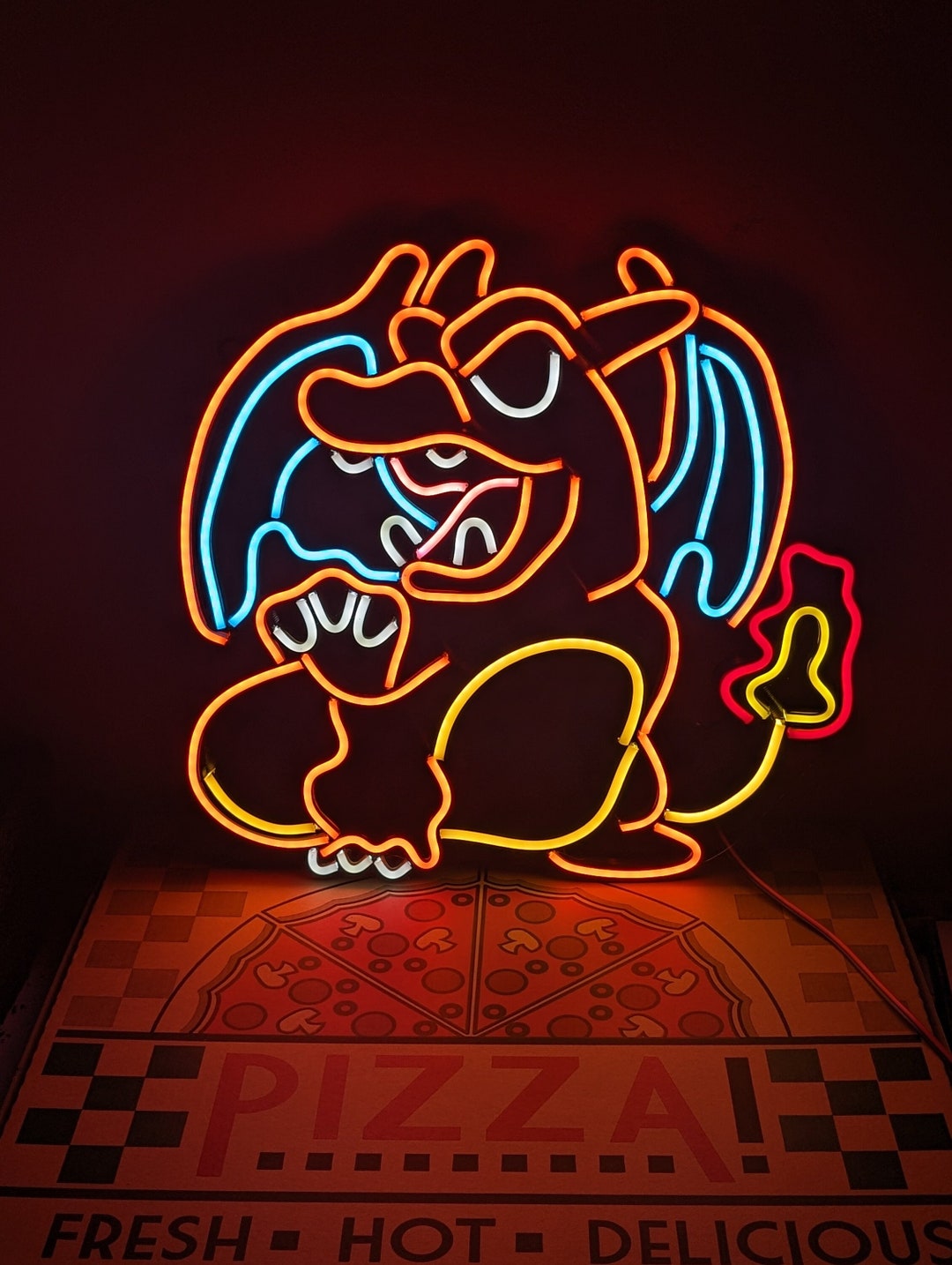Charizard pokemon Anime Neon Sign LED, Wall Art, Trendy Neon Sign ...