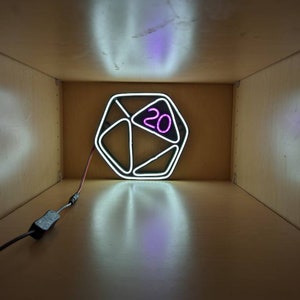 D20 Dice Dnd Roleplaying Neon Sign LED, Wall Art, Trendy Neon Sign ...