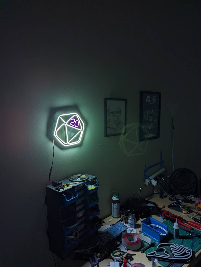 D20 Dice Dnd Roleplaying Neon Sign LED | Etsy