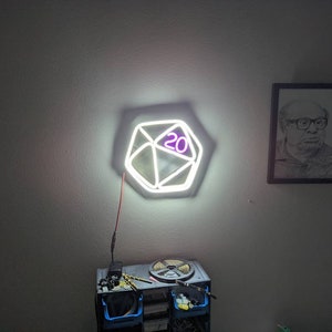 D20 Dice Dnd Roleplaying Neon Sign LED, Wall Art, Trendy Neon Sign ...