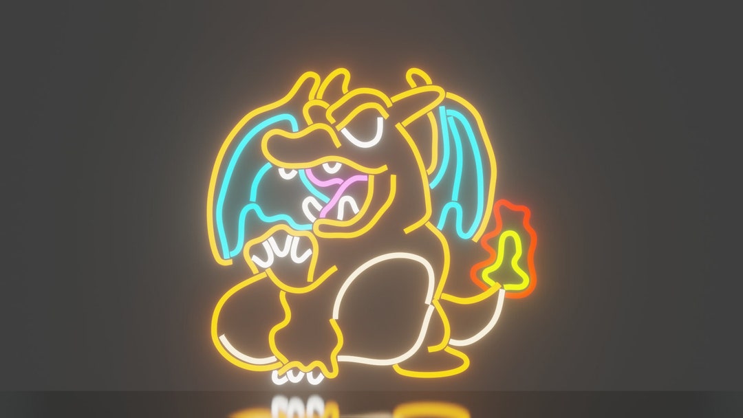 Charizard pokemon Anime Neon Sign LED, Wall Art, Trendy Neon Sign ...