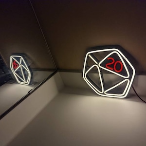 D20 Dice Dnd Roleplaying Neon Sign LED, Wall Art, Trendy Neon Sign ...
