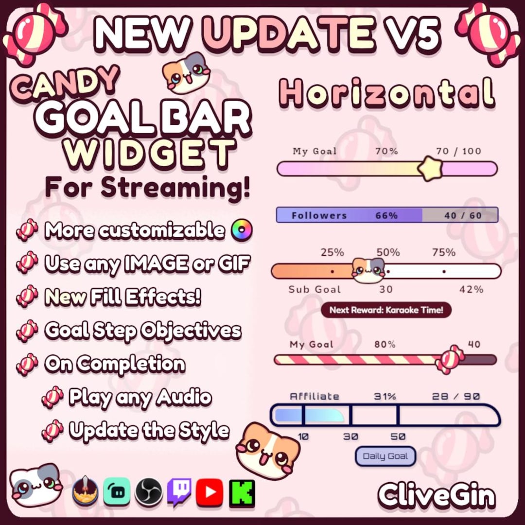 Goal Bar Widget for Streaming Fully Customizable With Your Own Images ...