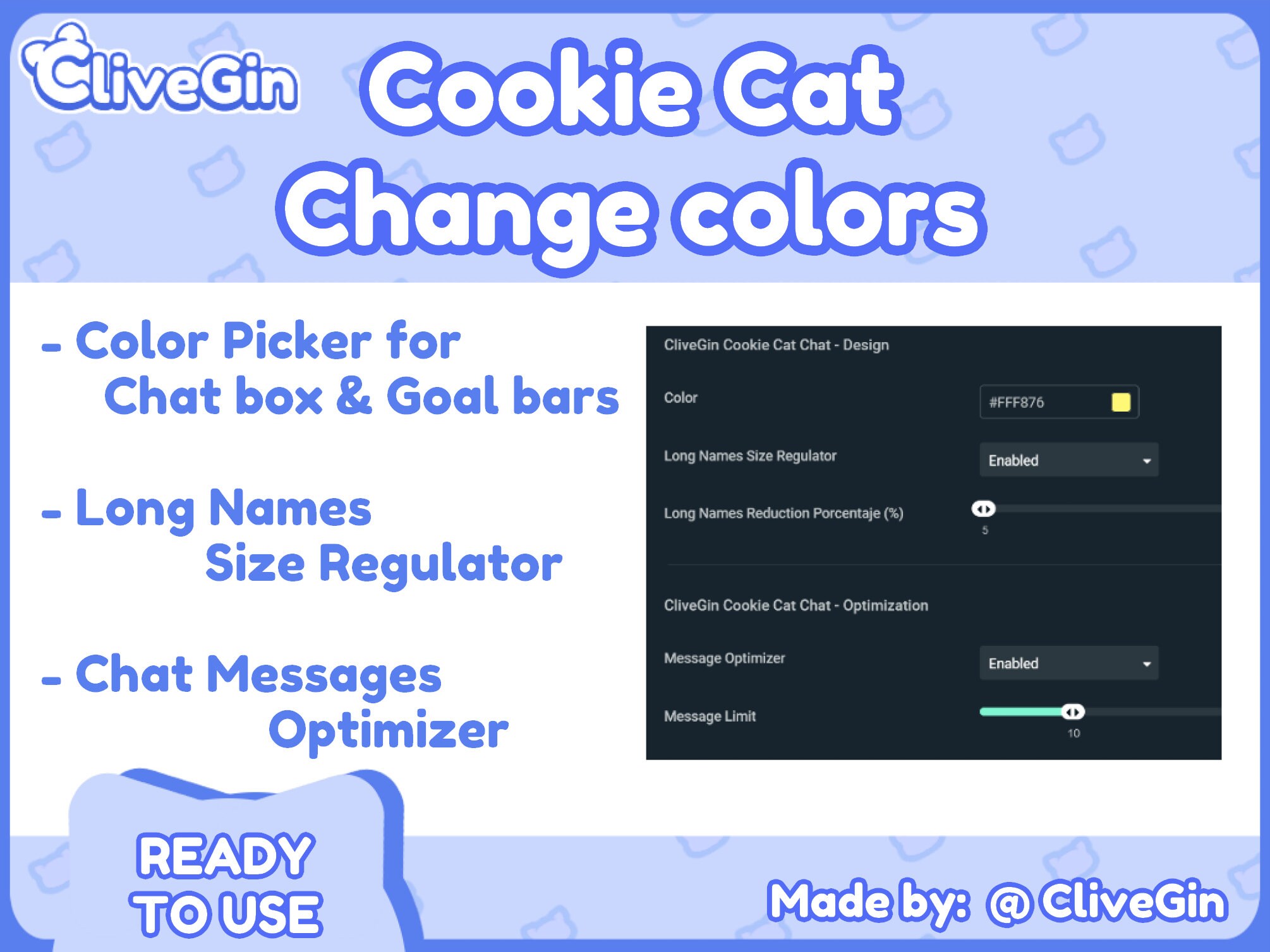 Cookie Cat Chat Box and Goal Bars Widgets Chatbox for Twitch - Etsy