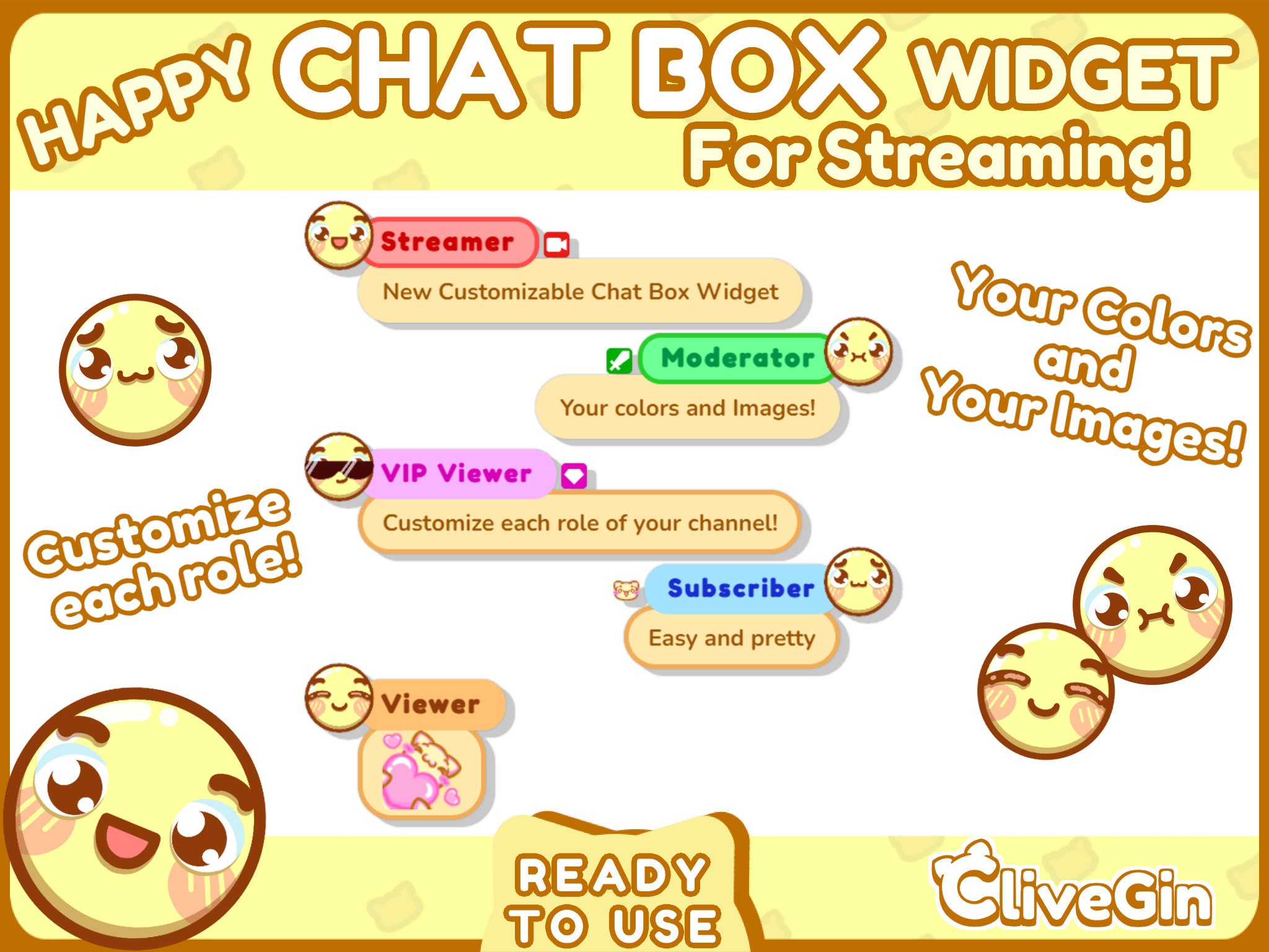 Happy Chat Box Widget for Twitch, Fully Customizable With Your Own Images, Roles, Chatbox for ...