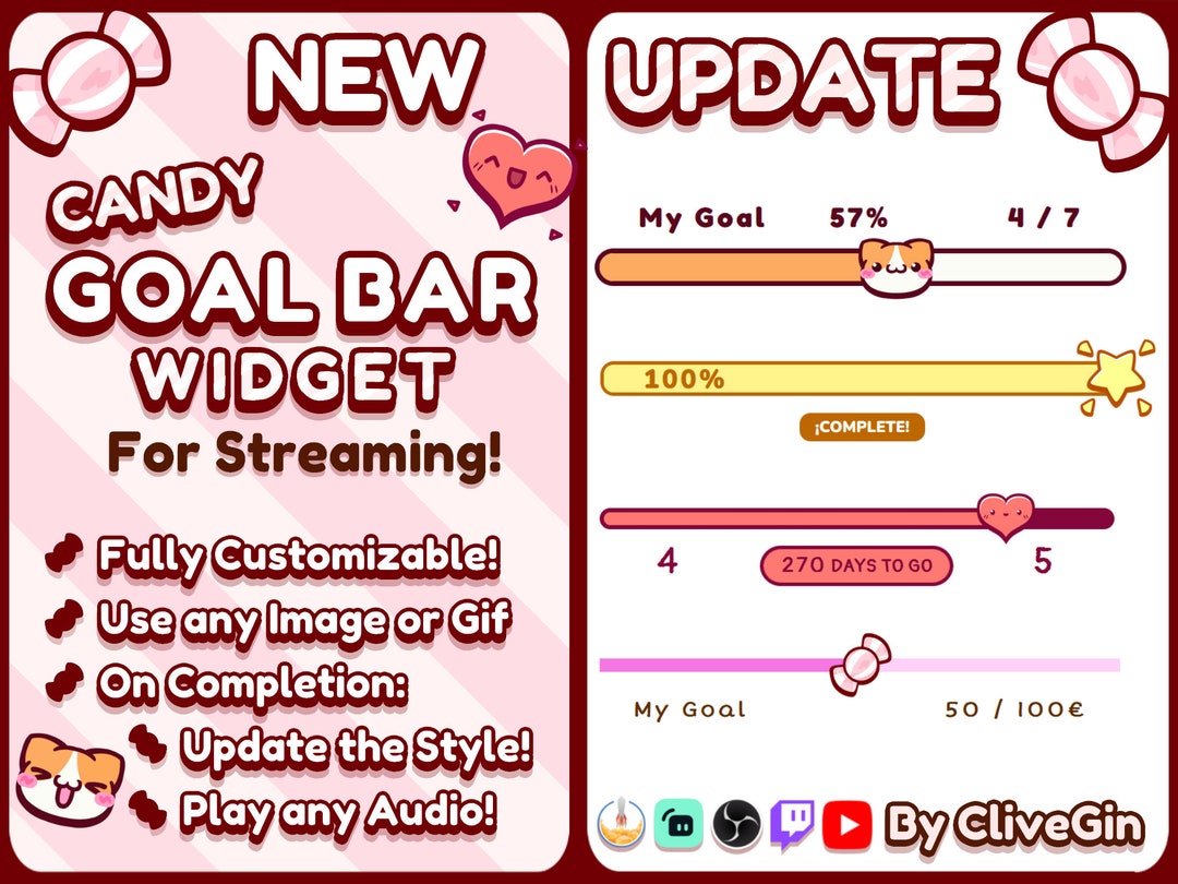 Goal Bar Widget for Streaming Fully Customizable With Your Own - Etsy