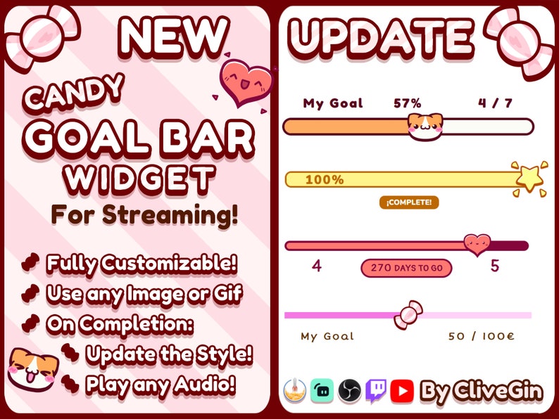 Goal Bar Widget for Streaming Fully Customizable With Your Own Images ...
