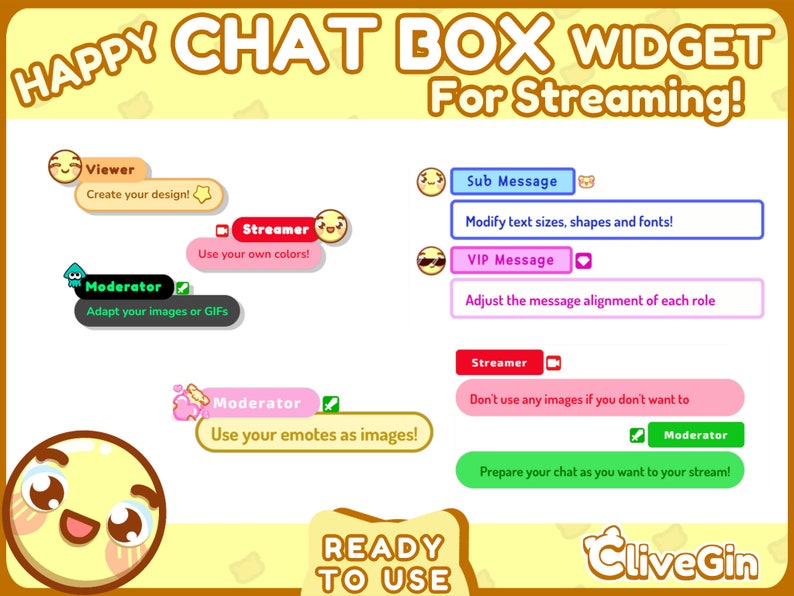 Happy Chat Box Widget for Twitch Fully Customizable With Your - Etsy