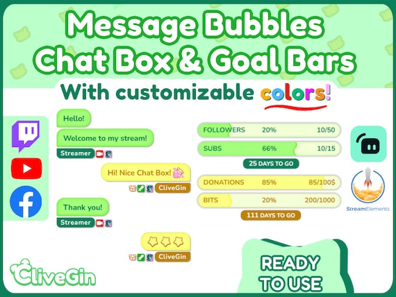 Message Bubbles Chat Box and Goal Bars for Streaming Chatbox - Etsy