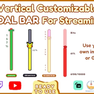 Vertical Goal Bar Widget for Streaming Fully Customizable With Your Own ...