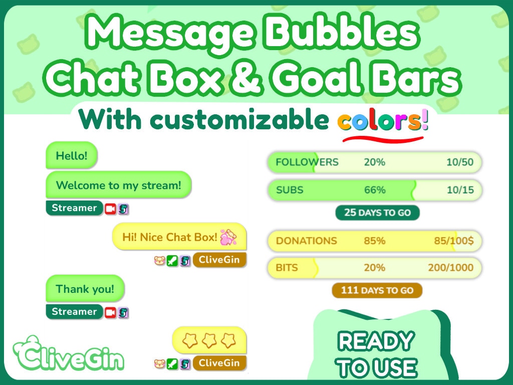 Message Bubbles Chat Box and Goal Bars for Streaming Chatbox - Etsy
