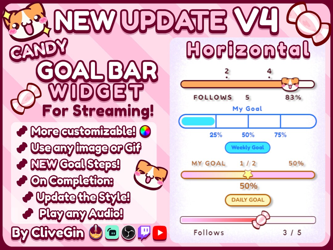 Goal Bar Widget for Streaming Fully Customizable With Your Own Images ...