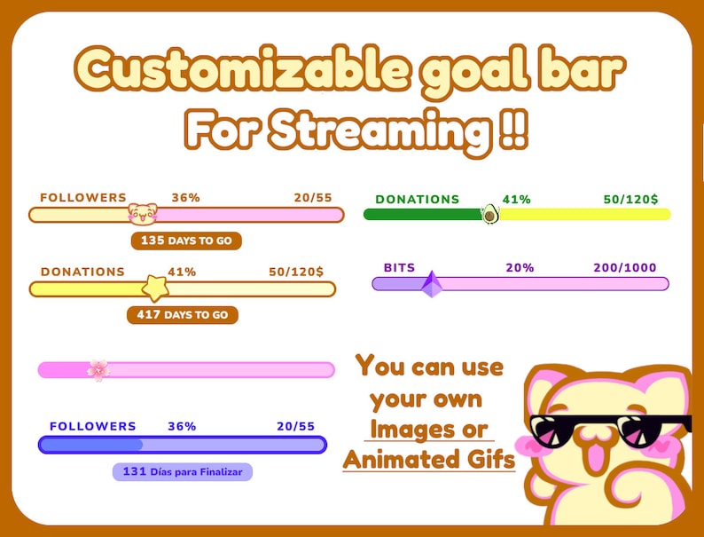 Goal Bar Widget for Streaming Fully Customizable With Your Own - Etsy
