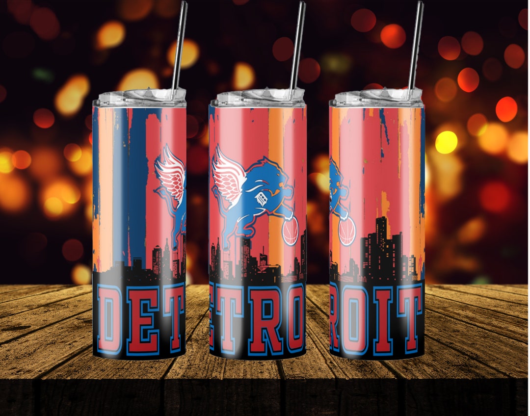 20 Oz Detroit Skyline Sports Painted Tumbler - Seamless - Etsy
