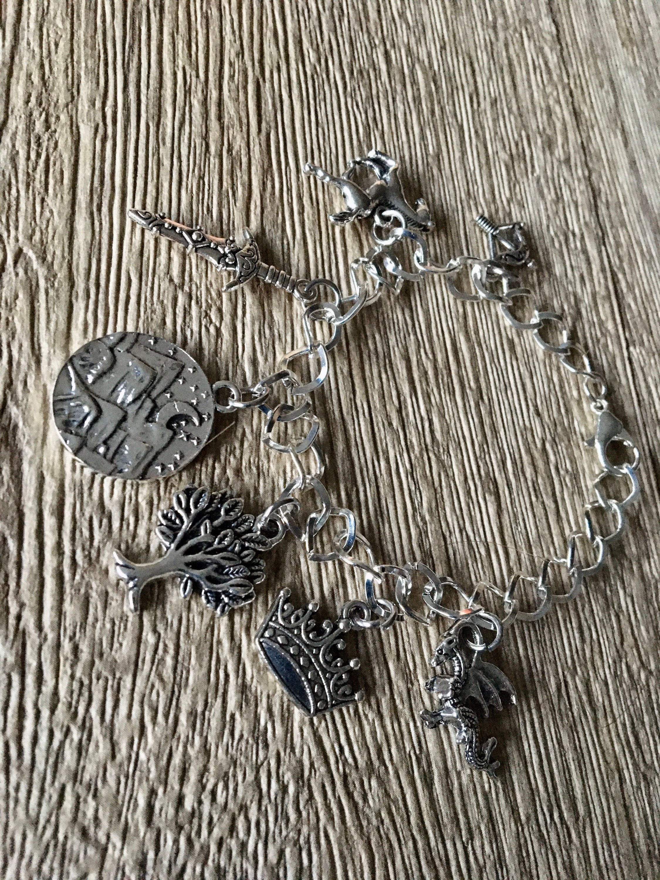 The Hobbit and the Lord of the Rings Inspired Charm Bracelet- Silver ...