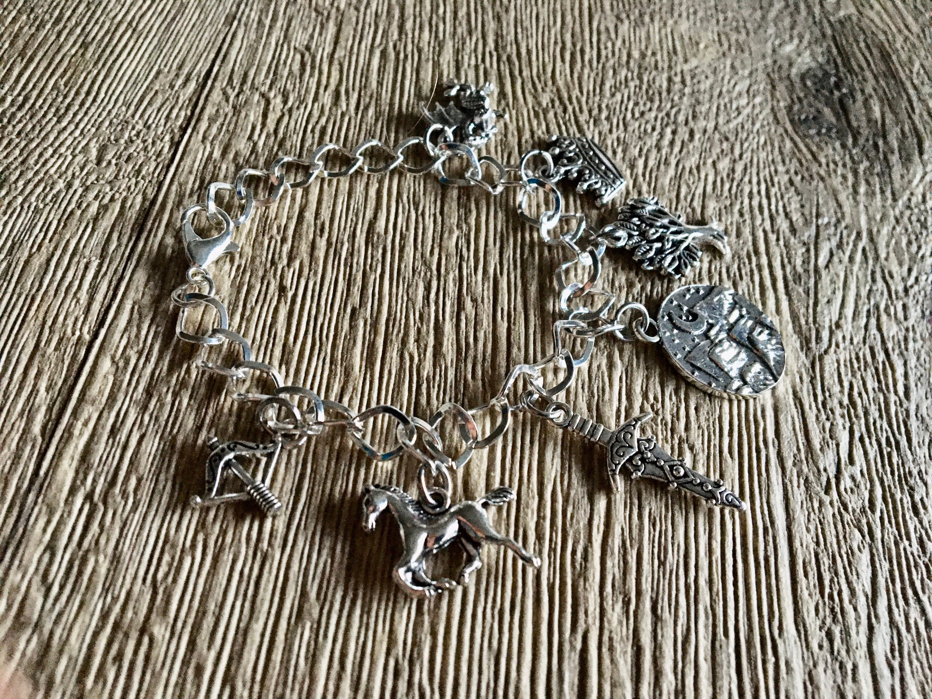 The Hobbit and the Lord of the Rings Inspired Charm Bracelet- Silver ...