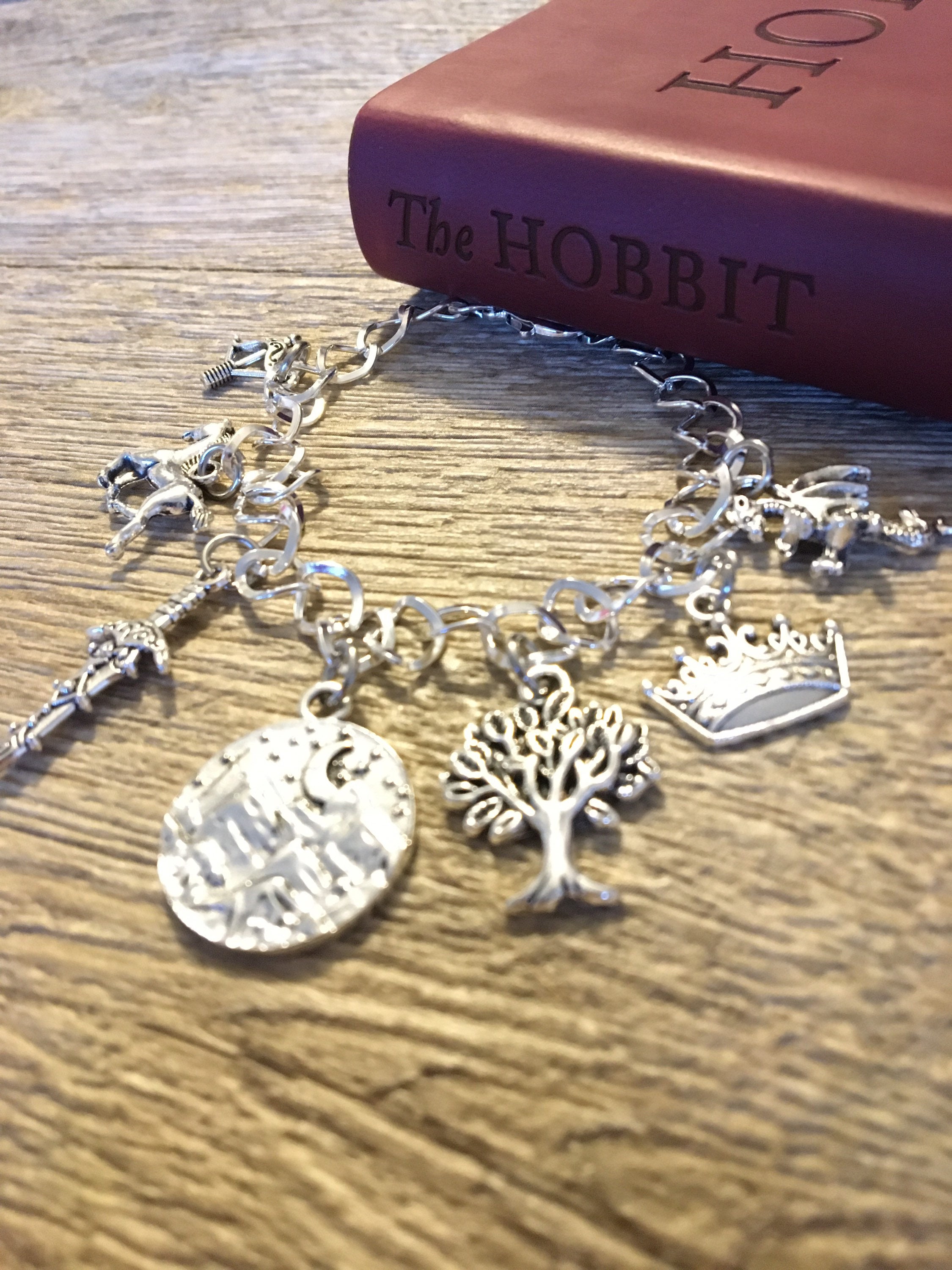The Hobbit and the Lord of the Rings Inspired Charm Bracelet- Silver ...