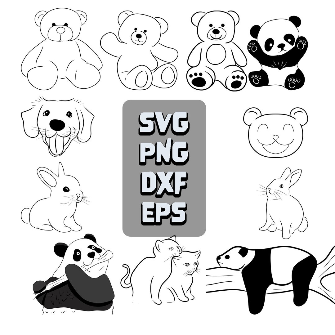 CUTE ANIMALS! Line Drawings - Etsy