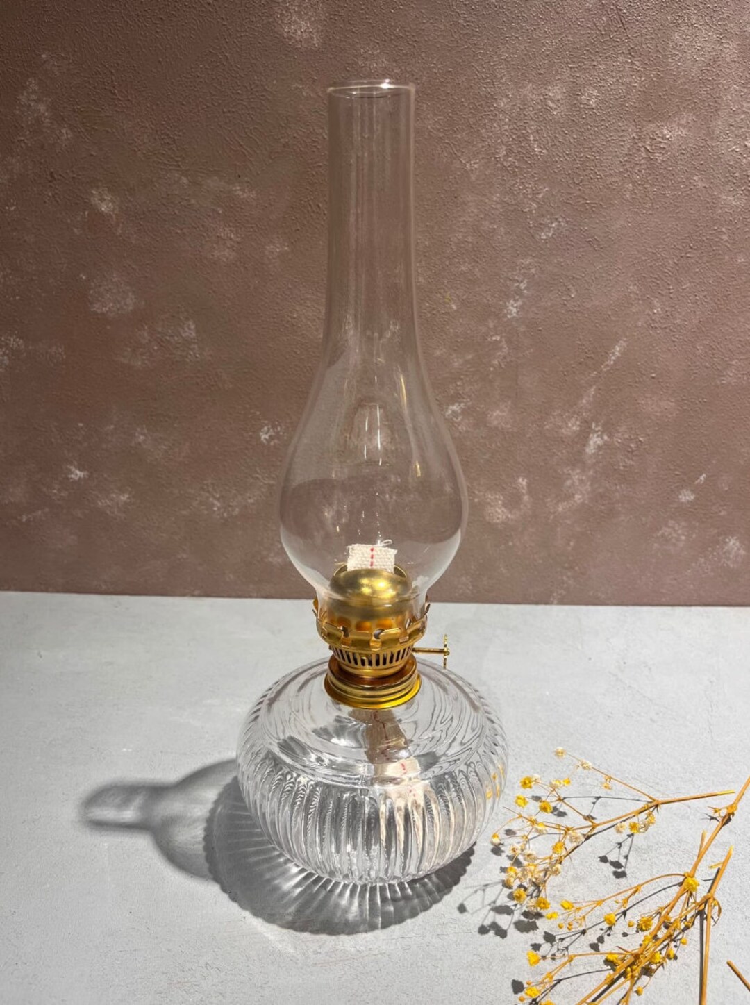 Beautiful Oil Lamp Clear Glass Vintage Design Handmade / Kerosene ...