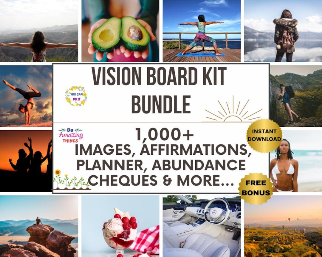 Vision Board Kit Bundle, 1000 Printable Vision Board Images Affirmation ...