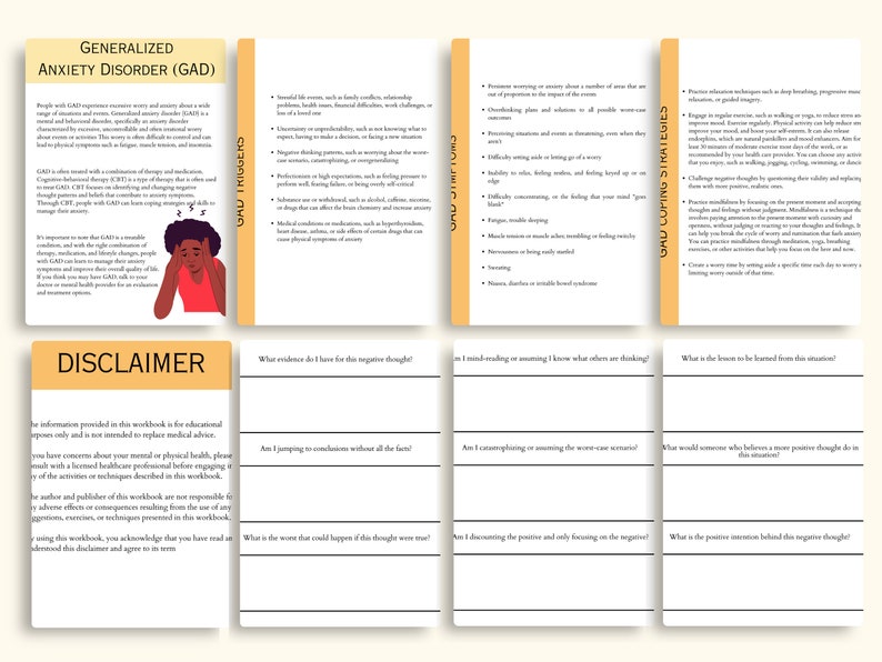 CBT Anxiety Workbook PLR CBT Therapy Worksheets Anxiety Coping Skills ...