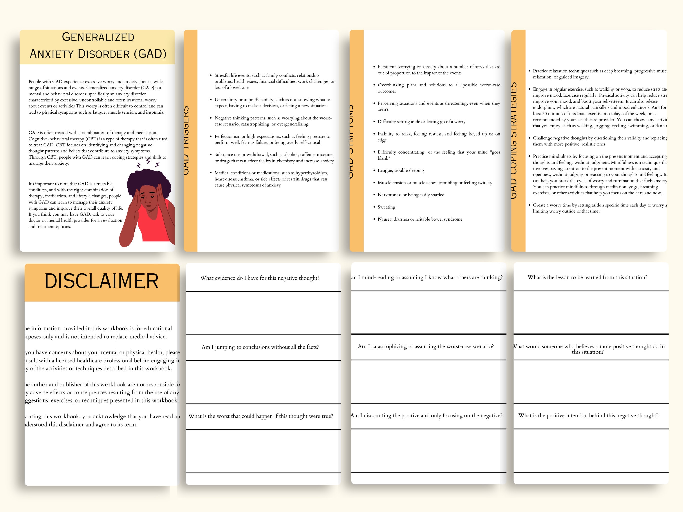 CBT Anxiety Workbook PLR CBT Therapy Worksheets Anxiety Coping Skills ...