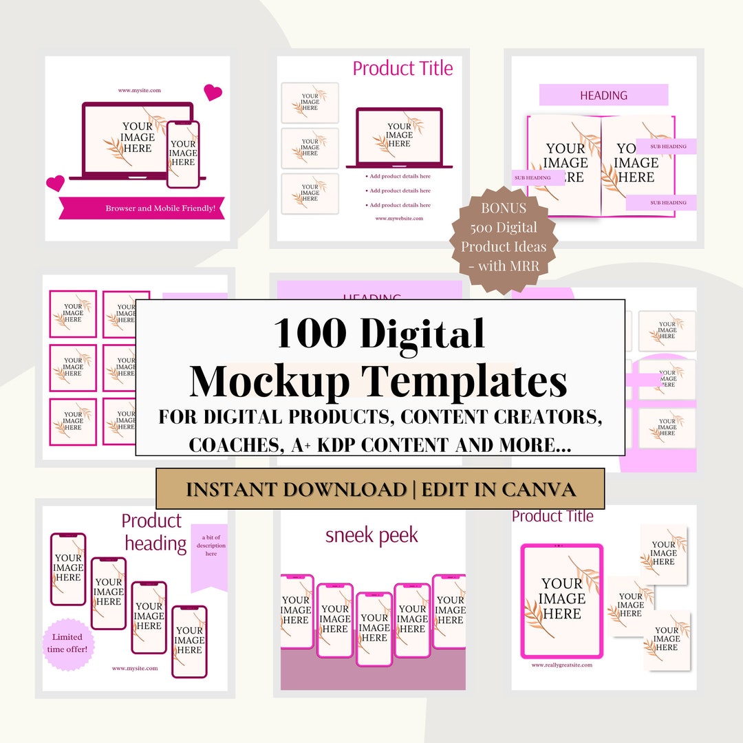 Digital Mockups Bundle Templates, 100 Mockups, Etsy Listings Mockups ...