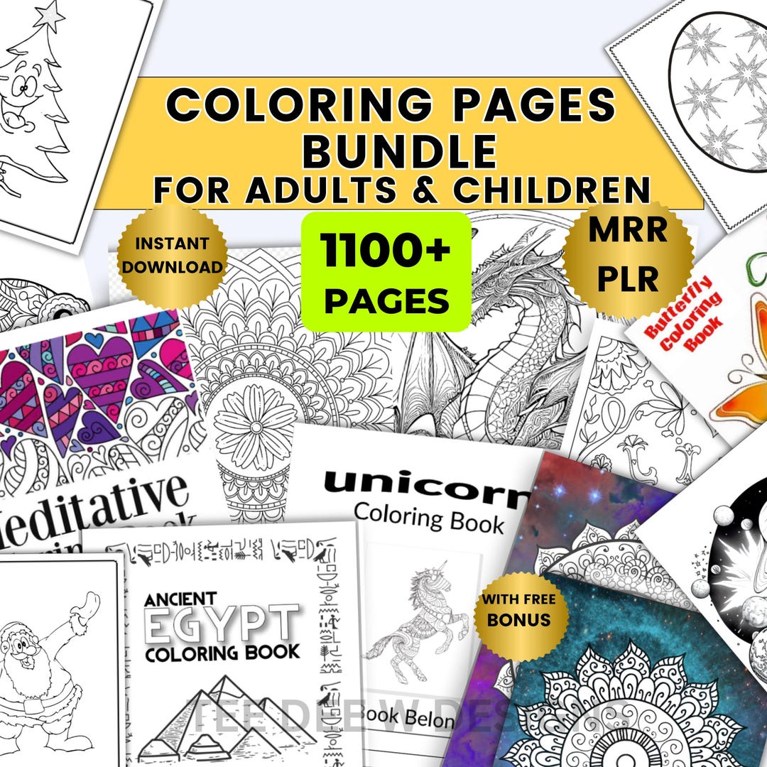 MRR 1100+ Coloring Pages for Kids and Adults, Master Resell Rights, PLR ...