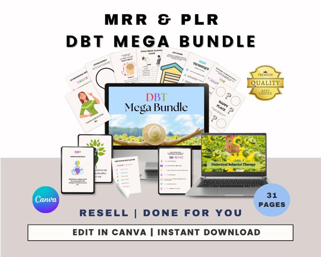 DBT Mega Bundle MRR | 33 Printable DBT Worksheets With Master Resell ...