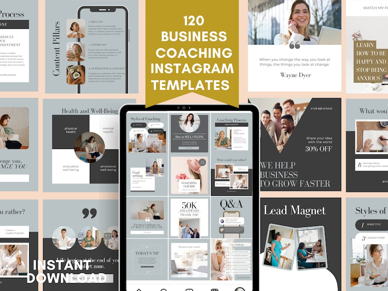 PLR Business Coaching Instagram Post, 120 Canva Templates Instagram ...