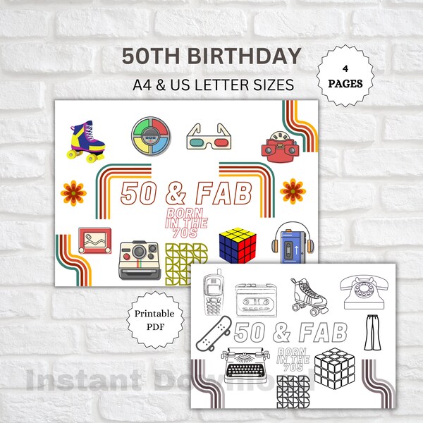 50th Birthday Coloring Pages - Etsy