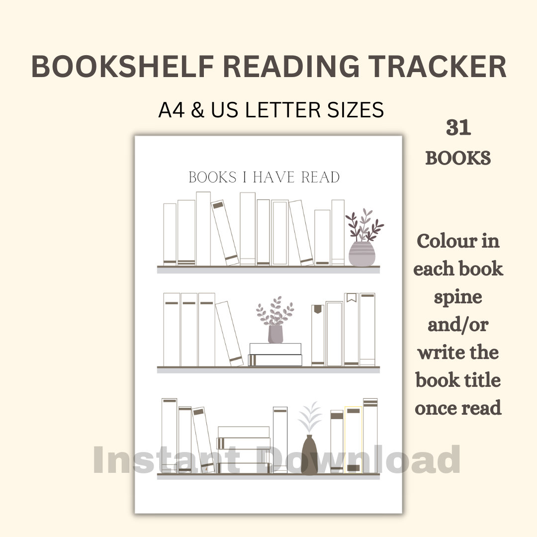 Bookshelf Reading Tracker Printable Book Challenge Reading - Etsy