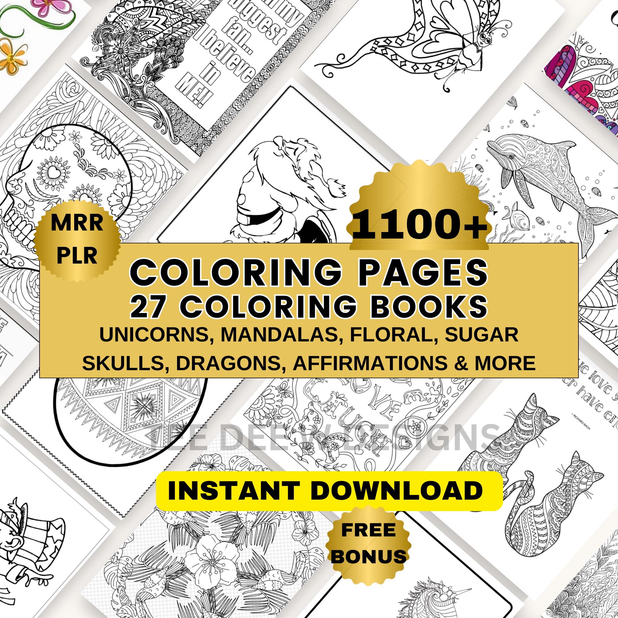 MRR 1100+ Coloring Pages for Kids and Adults, Master Resell Rights, PLR ...