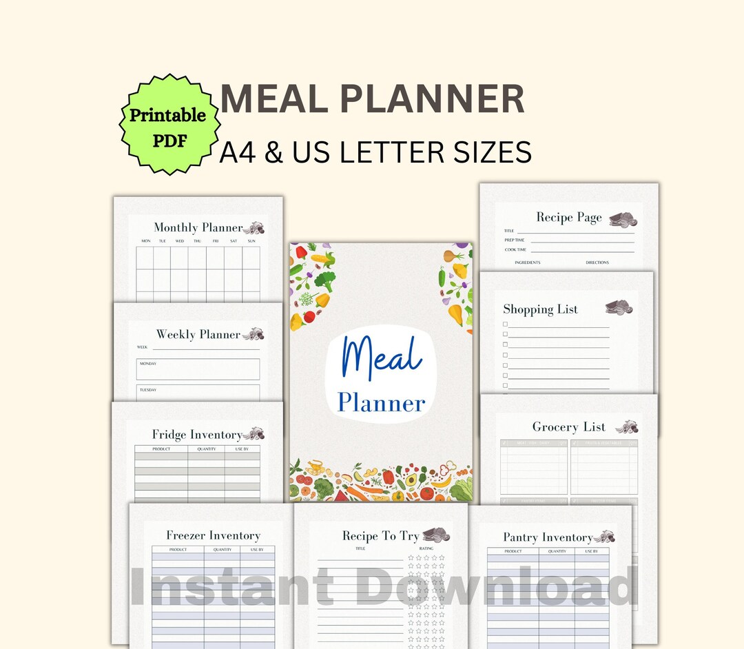 Meal Planner Printable, Food Journal, Weekly Meal Planner, Health ...