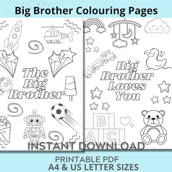 Big Brother Coloring Page - Etsy Israel