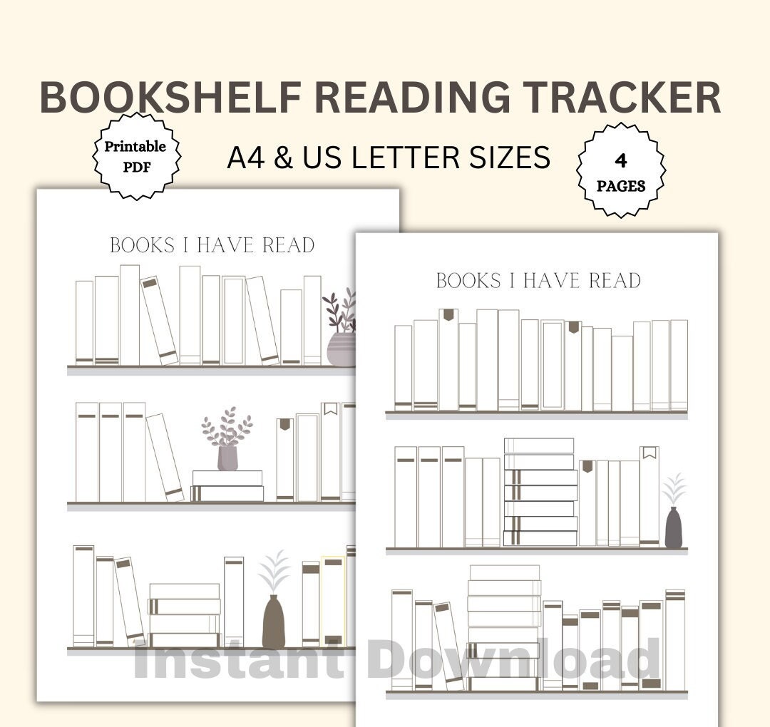 Bookshelf Reading Tracker Printable Book Challenge Reading - Etsy