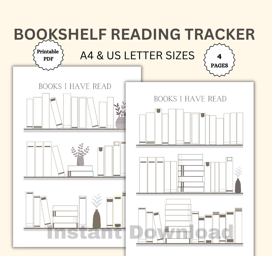 Bookshelf Reading Tracker Printable Book Challenge Reading - Etsy
