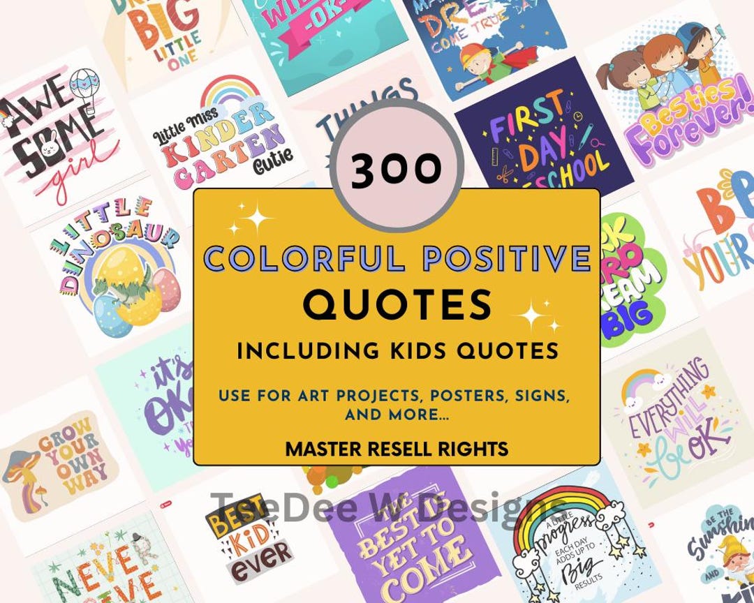 MRR Kids Positive Quotes Images, Master Resell Rights, 300 Motivational ...