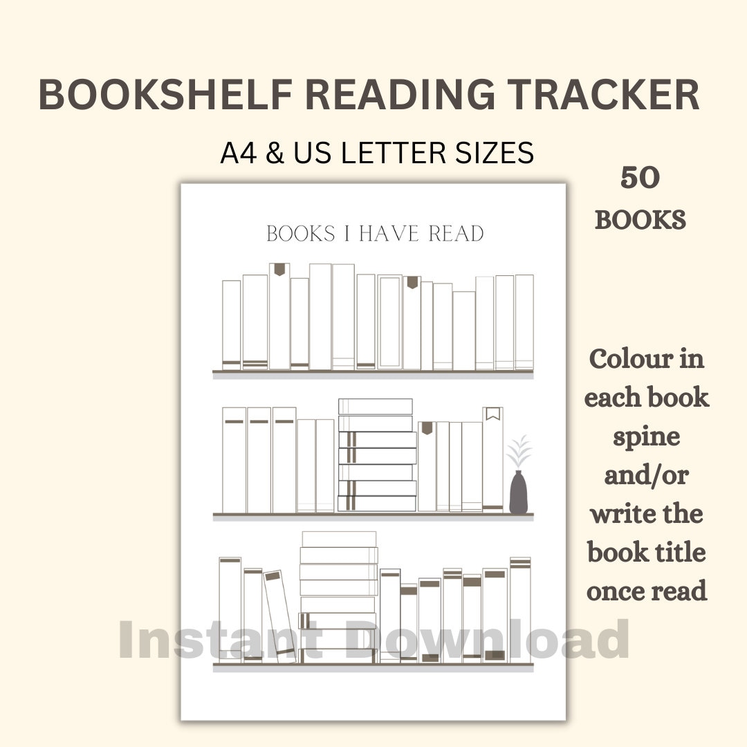 Bookshelf Reading Tracker Printable Book Challenge Reading - Etsy