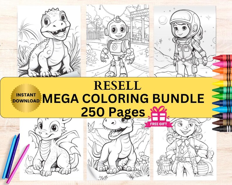 4900+ MRR Coloring Pages for Adults and Kids Master Resell Rights PLR ...