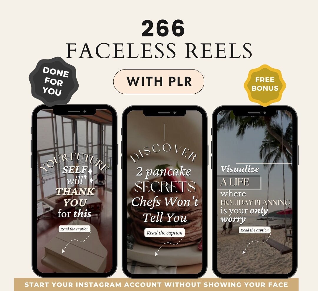 266 PLR Faceless Reels Bundle, Aesthetic Content Videos, Faceless ...