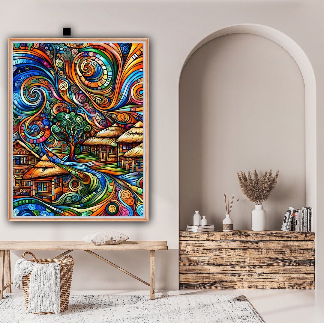 Vibrant Haida-inspired Village Art Intricate Patterns, Traditional ...