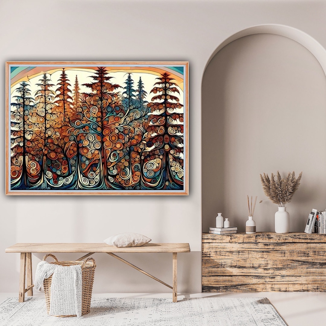 Vibrant Haida-inspired Tree Art Intricate Patterns, Traditional Haida ...