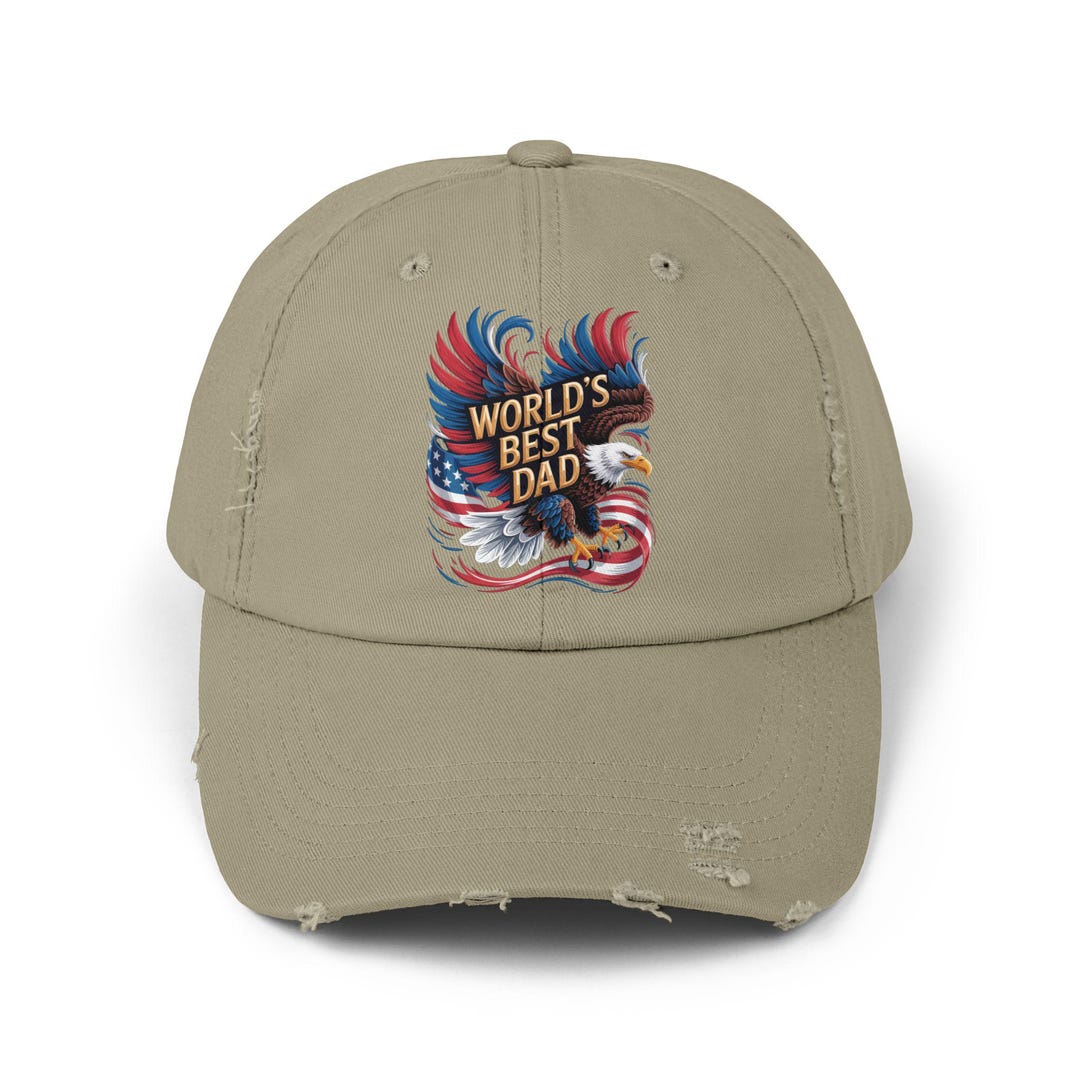 Worlds Best Dad USA Patriotic Hat American Flag Design Distressed Dad ...