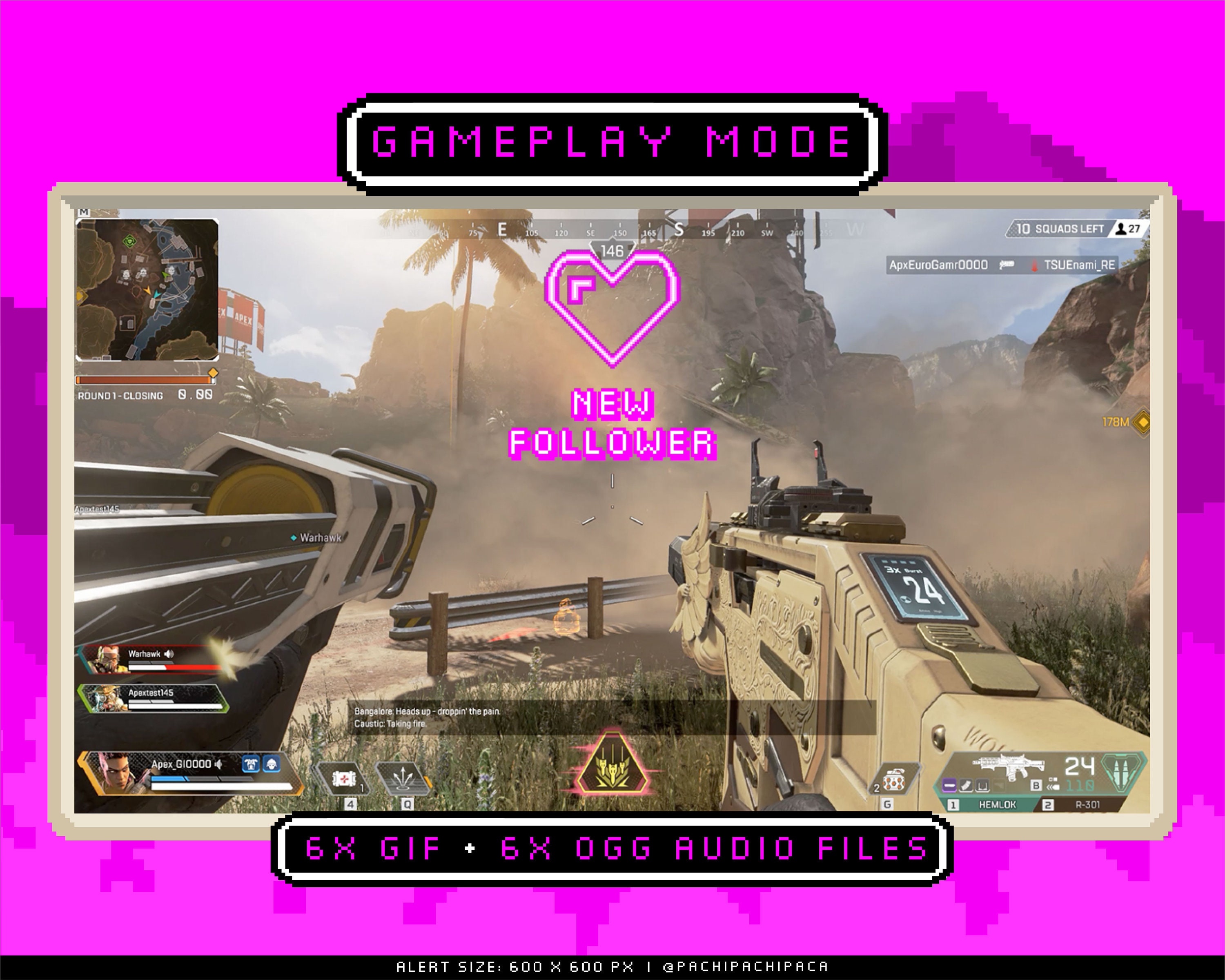 Pink Neon Retro Animated Twitch Alert + Sound, Notification Streams ...