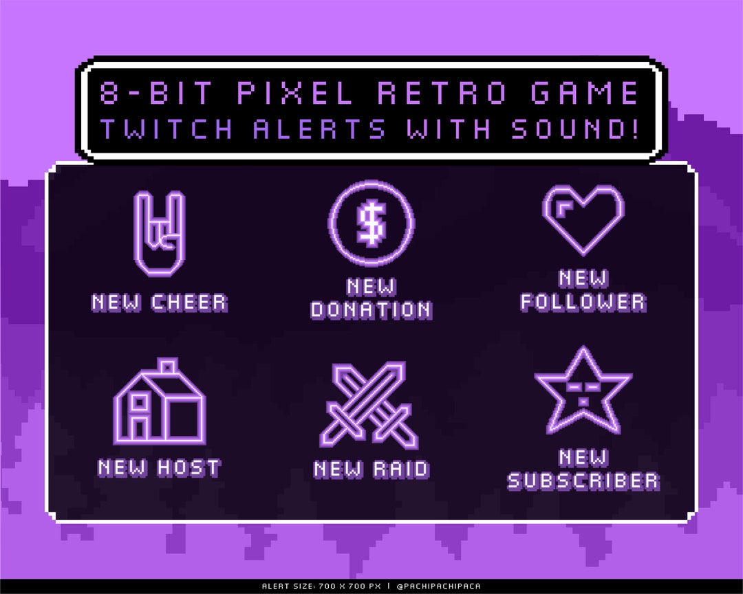Purple Neon Retro Animated Twitch Alert + Sound, Notification Streams ...