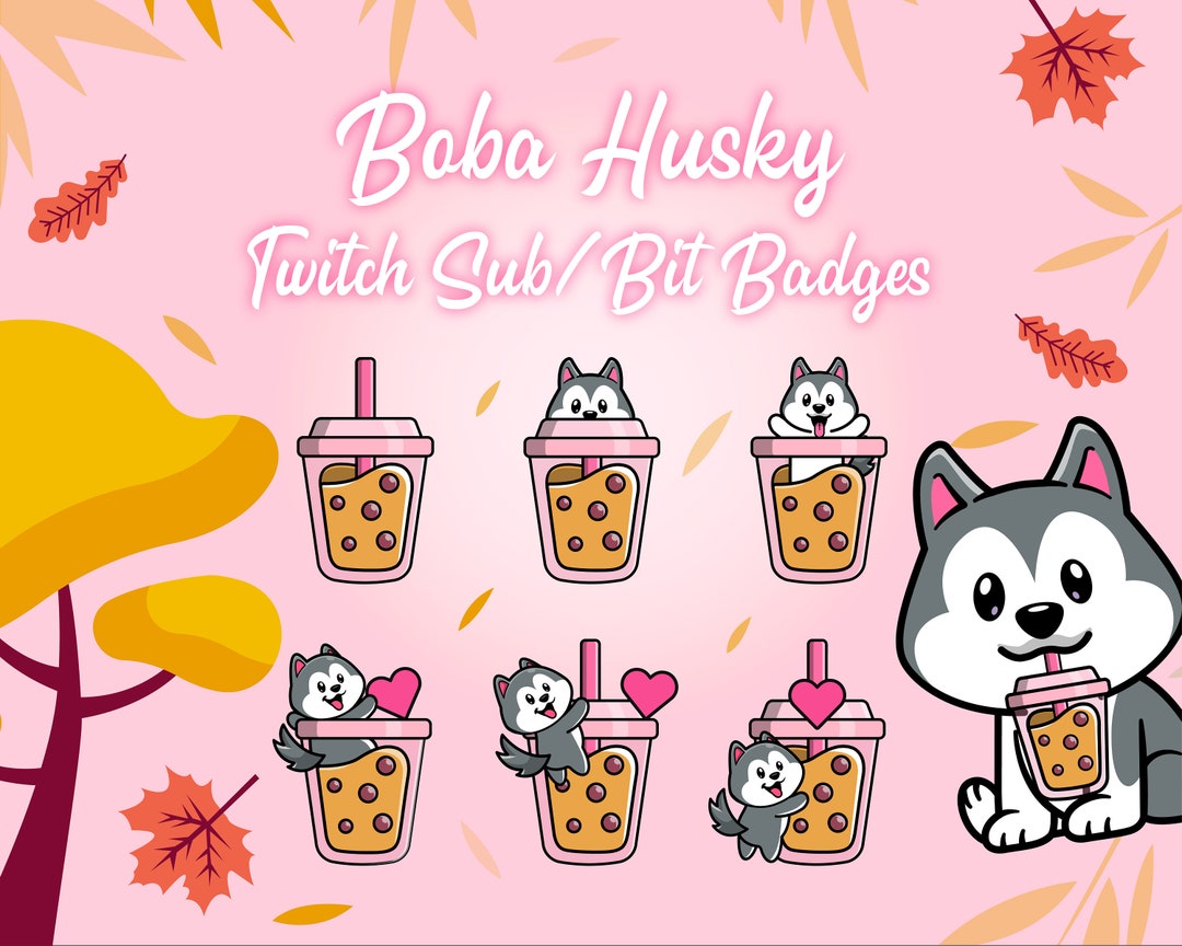 Husky Boba Twitch Sub / Bit Badges for Streamer, Vtuber, Cute Kawaii ...