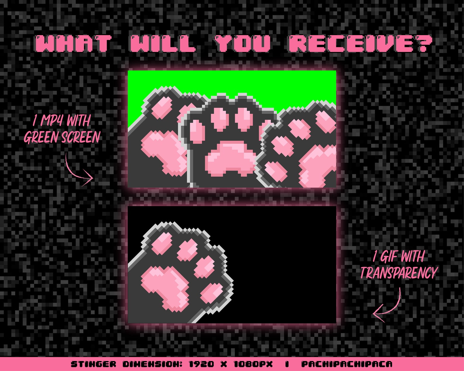 Black and Pink Cat Paw Twitch Animated Stinger Transitions, Streaming ...