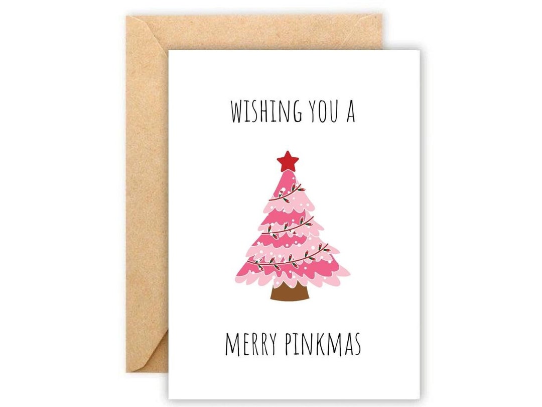 Printable Pink Christmas Card Digital Holiday Greeting Card - Etsy